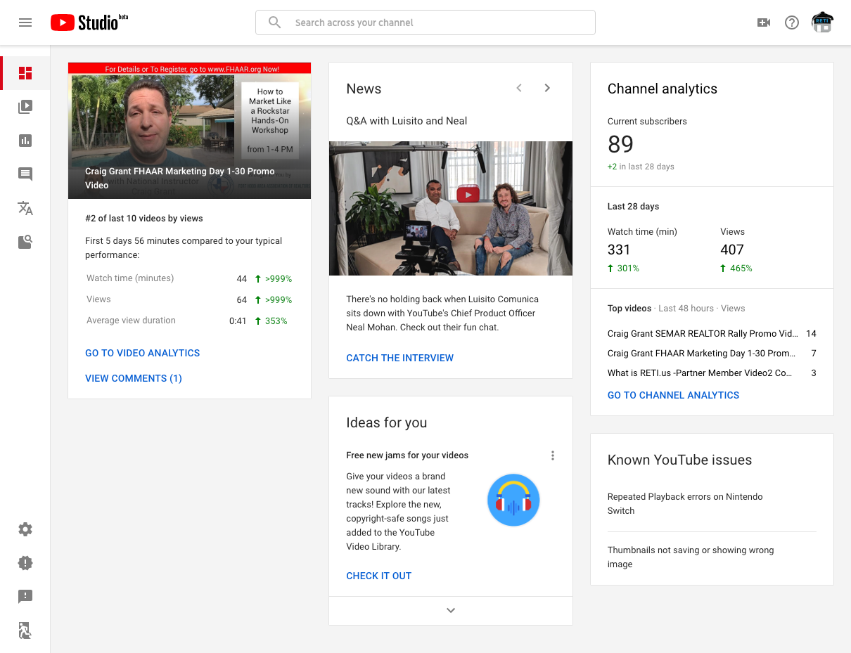 YouTube Creator or Studio – RETI.us